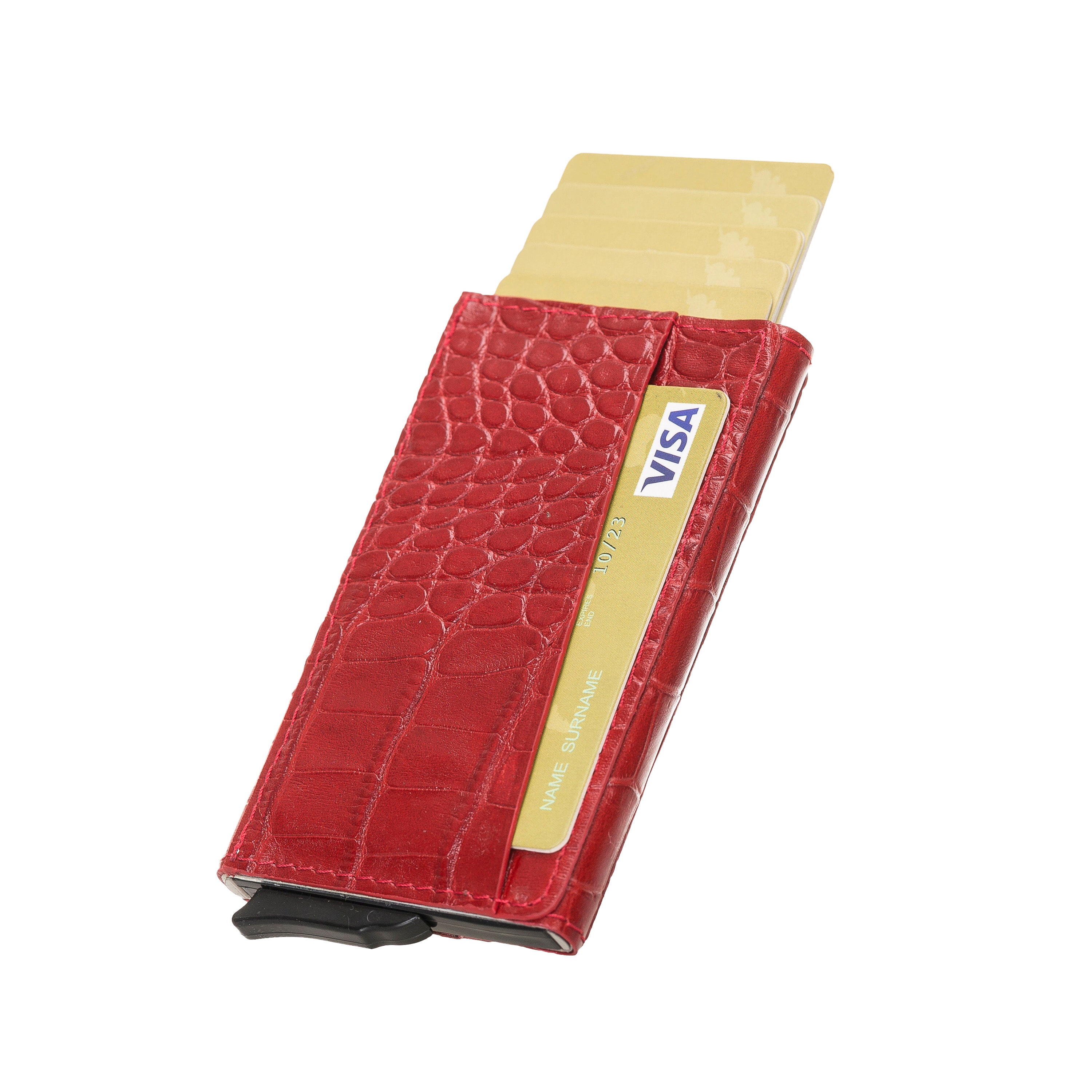 Mechanical Credit Card Holder Minimalist Leather Pop up | Etsy