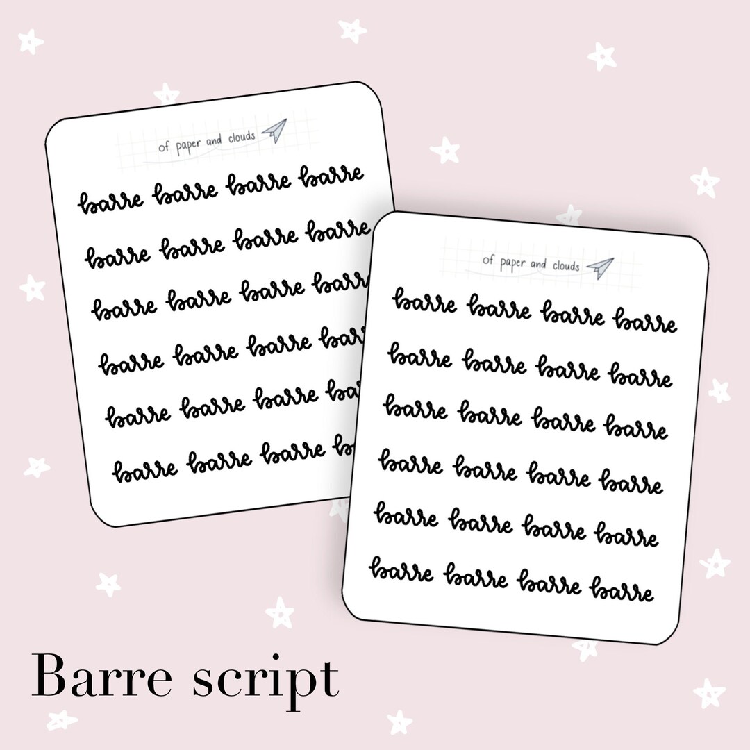 Barre Script Sticker - Hand Lettered and Hand Written Exercise and ...