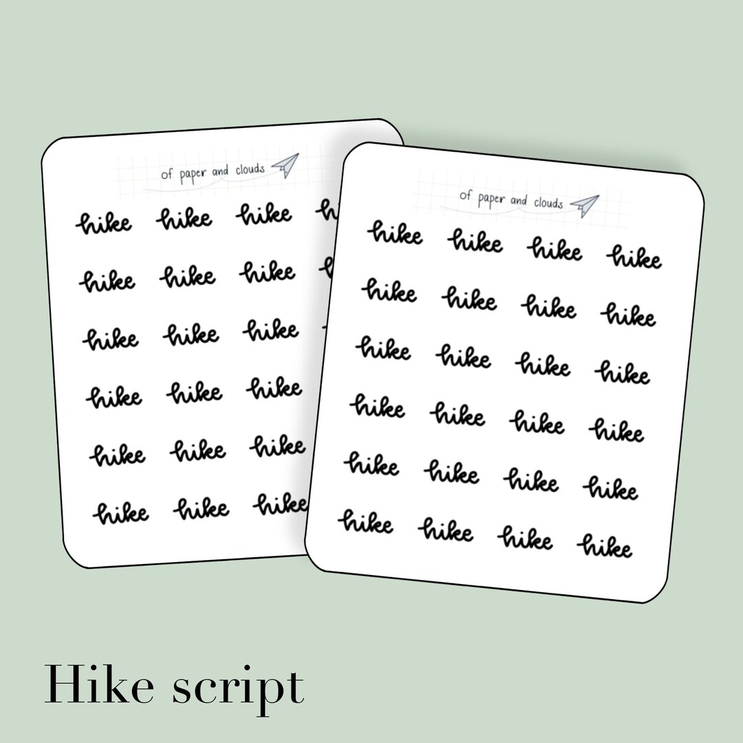 Hike Script - Hand Written and Hand Lettered Hiking and Outdoor Activity Planner Sticker - Etsy