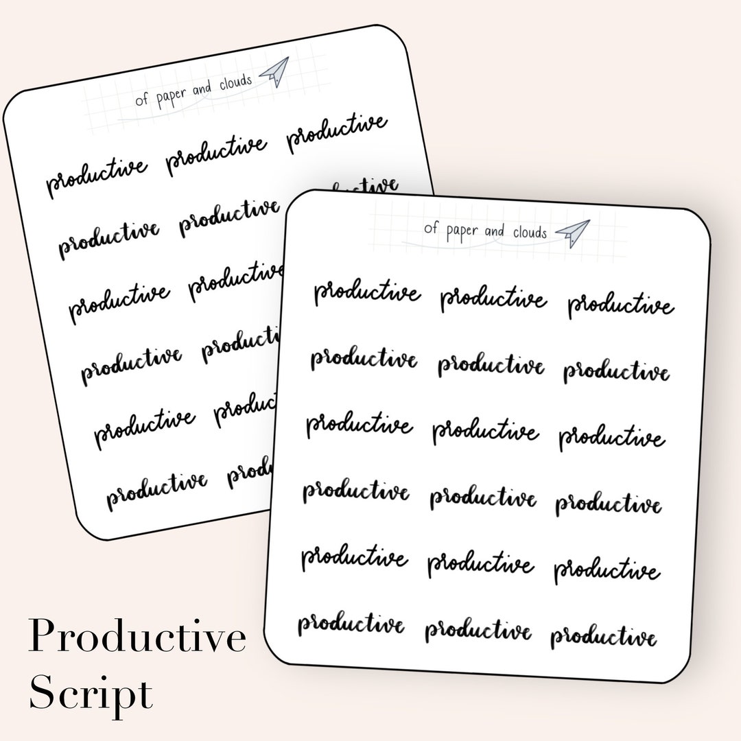 Productive Script - Hand Lettered and Handwritten Script Sticker for ...