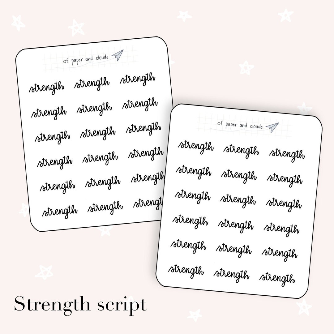 Hand Written Strength Sticker - Strength Training, Weight Lifting, Work ...