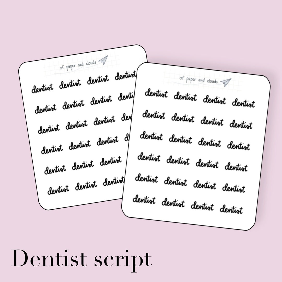 Dentist Script: Hand Written and Hand Lettered Planner Sticker for ...