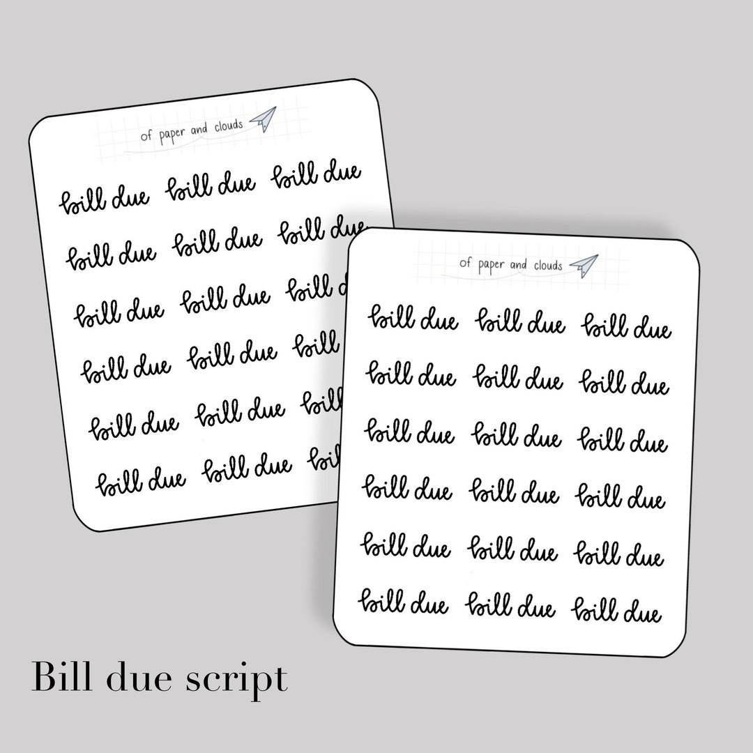 Bill Due Script - Hand Lettered and Handwritten Bill Due, Finance ...