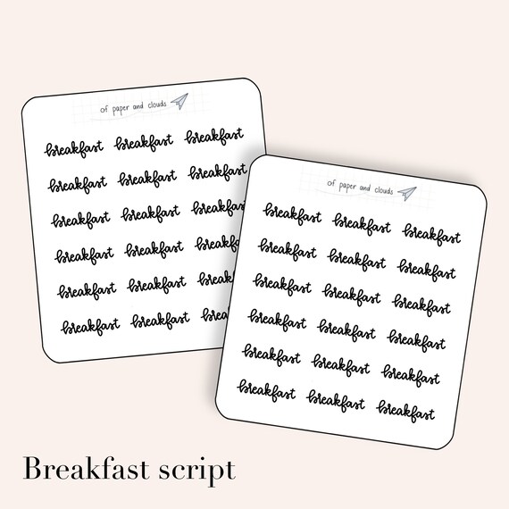 Paper Handwritten script planner stickers Breakfast Paper & Party ...