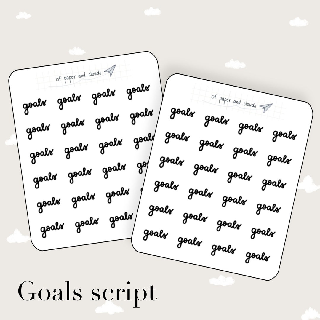 Goals Script - Hand Lettered and Hand Written Header for Goal Tracking ...