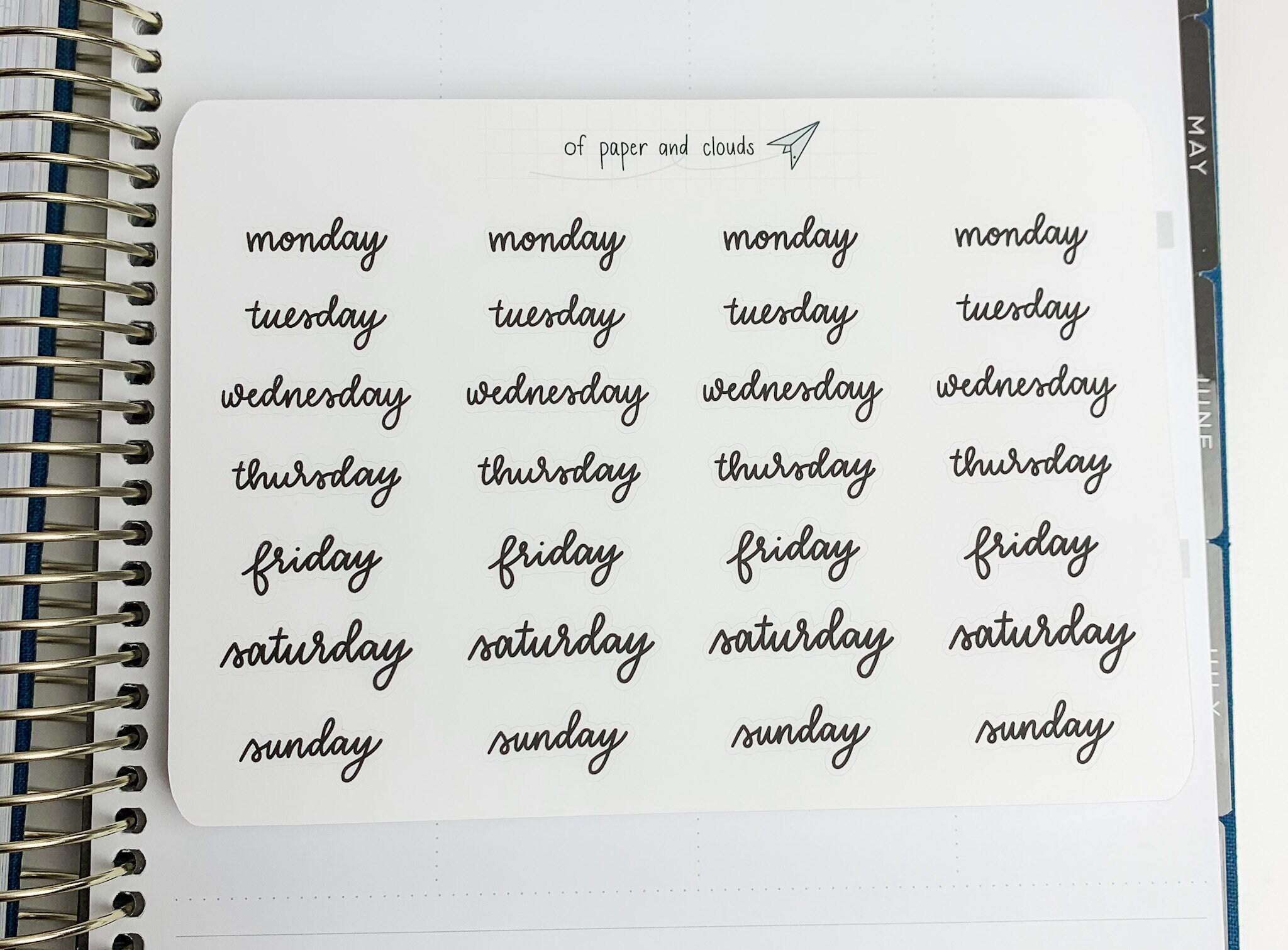 Days of the Week Script Stickers Handlettered/calligraphy | Etsy