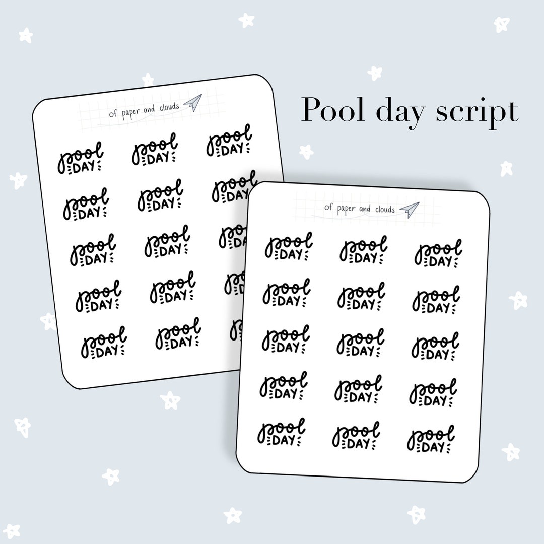 Pool Day Script - Hand Lettered Pool Day Script Sticker - Etsy