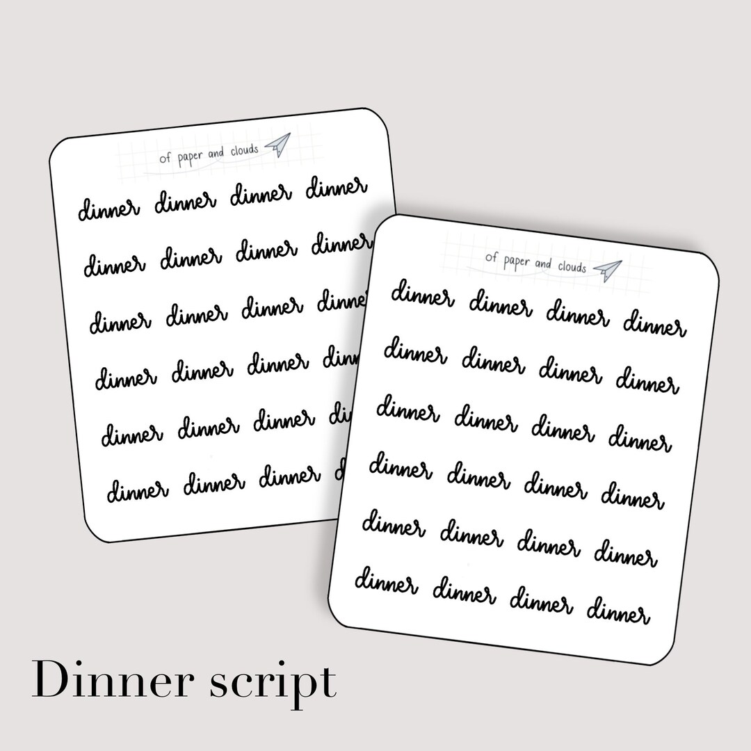Dinner Script - Hand Written and Hand Lettered Dinner and Meal Tracking ...
