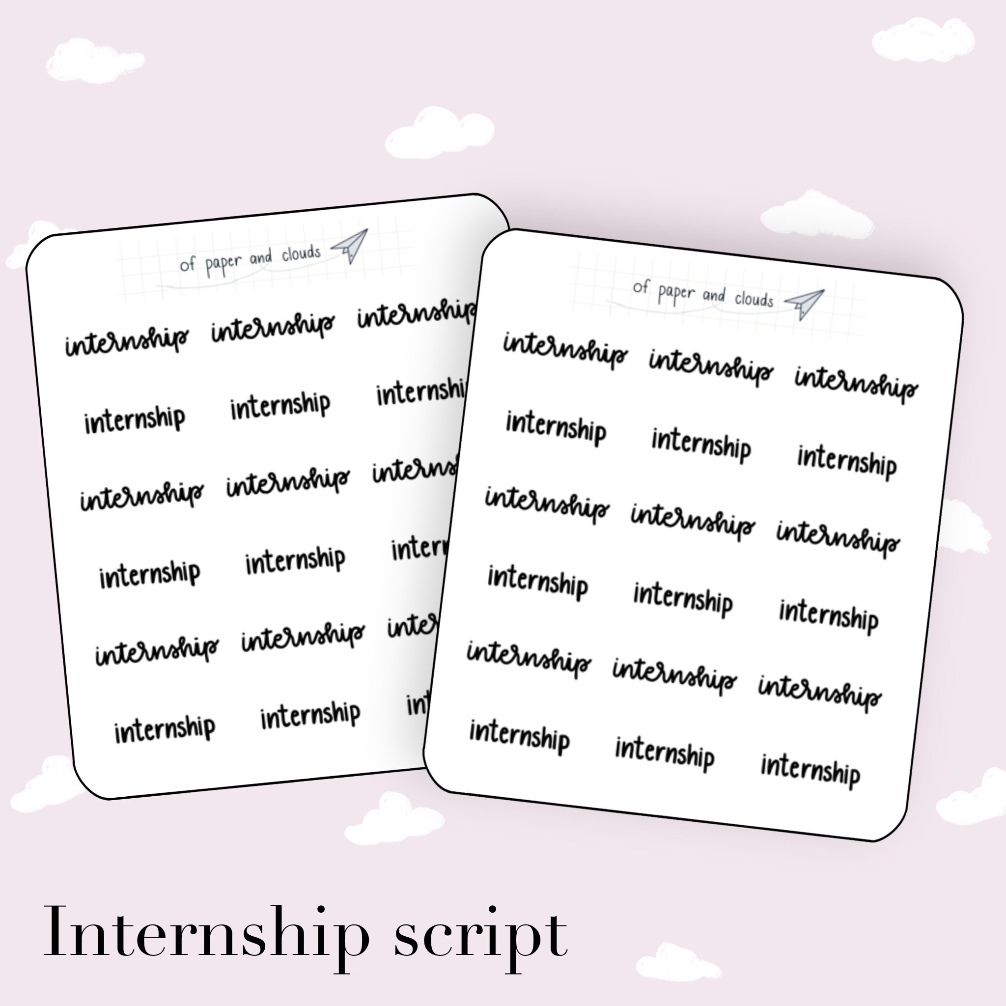 Internship Script Hand Written and Hand Lettered Intern and - Etsy