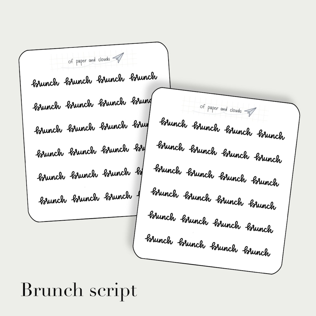 Brunch Script - Hand Lettered and Handwritten Meal Tracking Sticker - Etsy