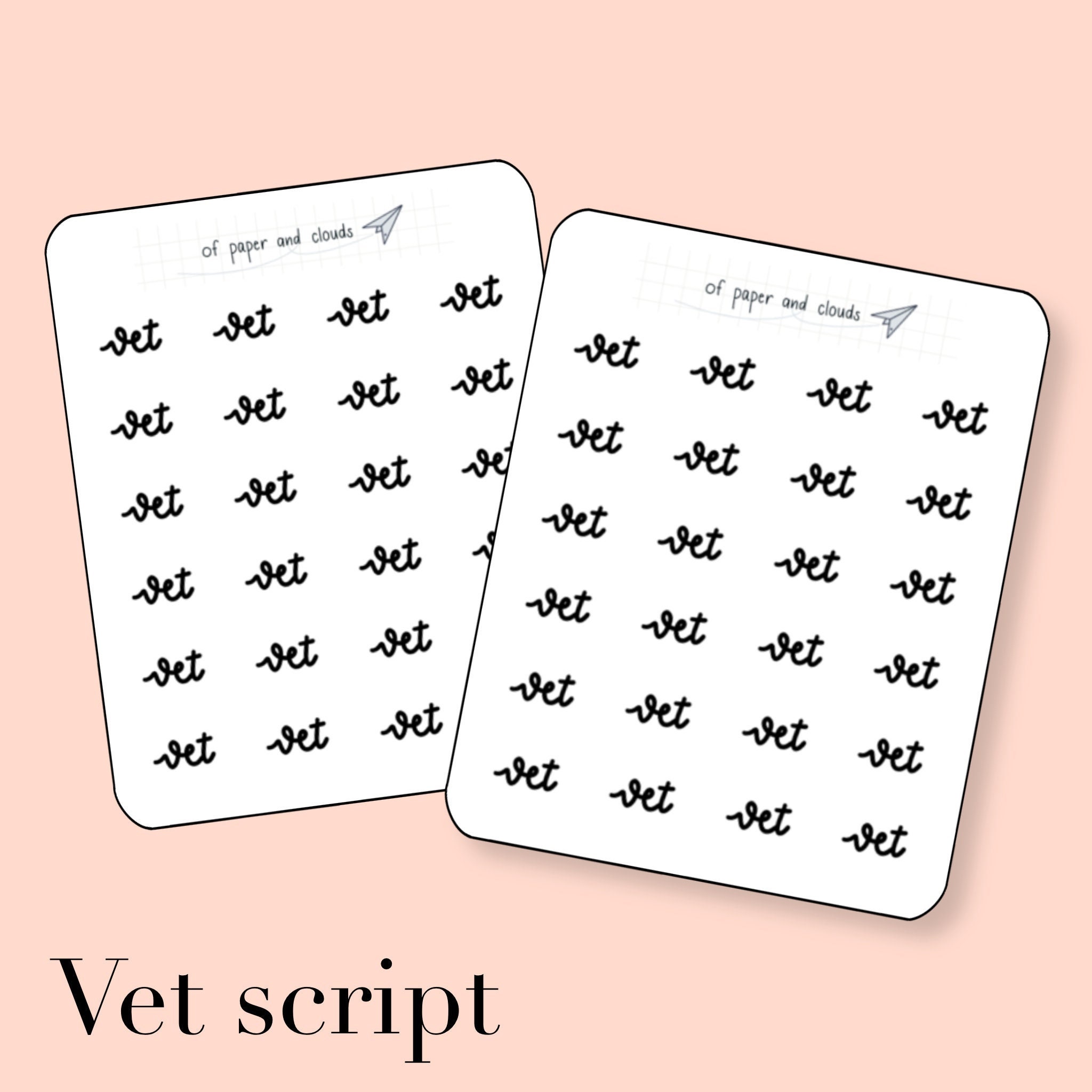 Vet Script Hand Written and Hand Lettered Planner Sticker - Etsy