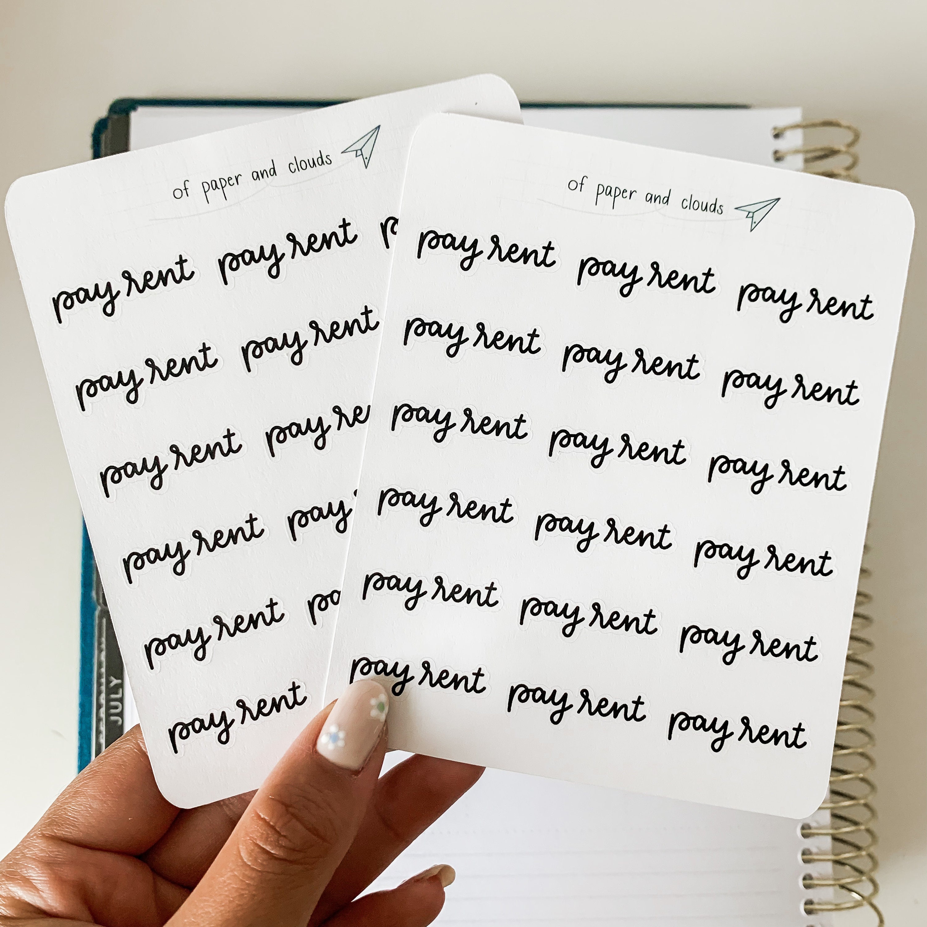 Pay Rent Script Sticker Hand Lettered and Handwritten Pay - Etsy
