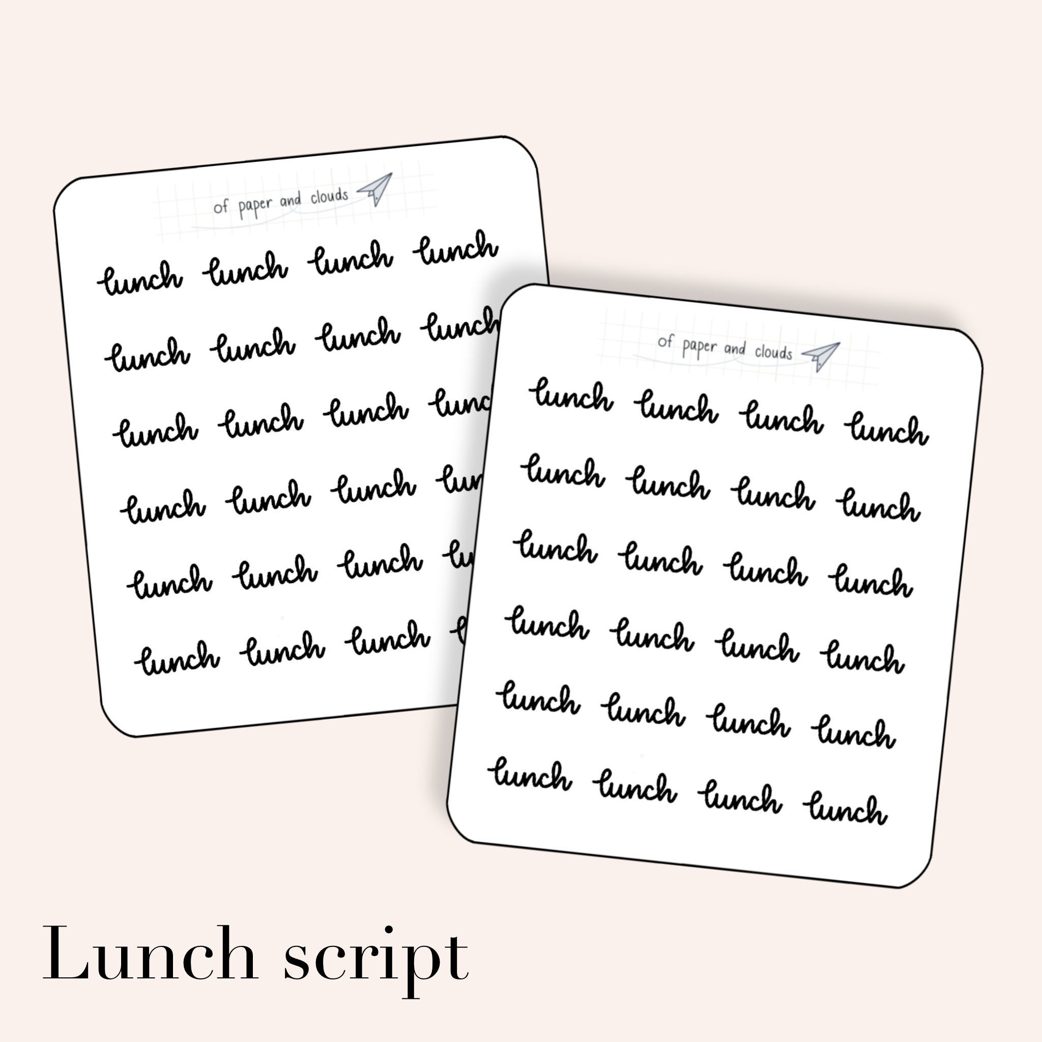 Lunch Script Handwritten and Hand Lettered Lunch and Meal - Etsy