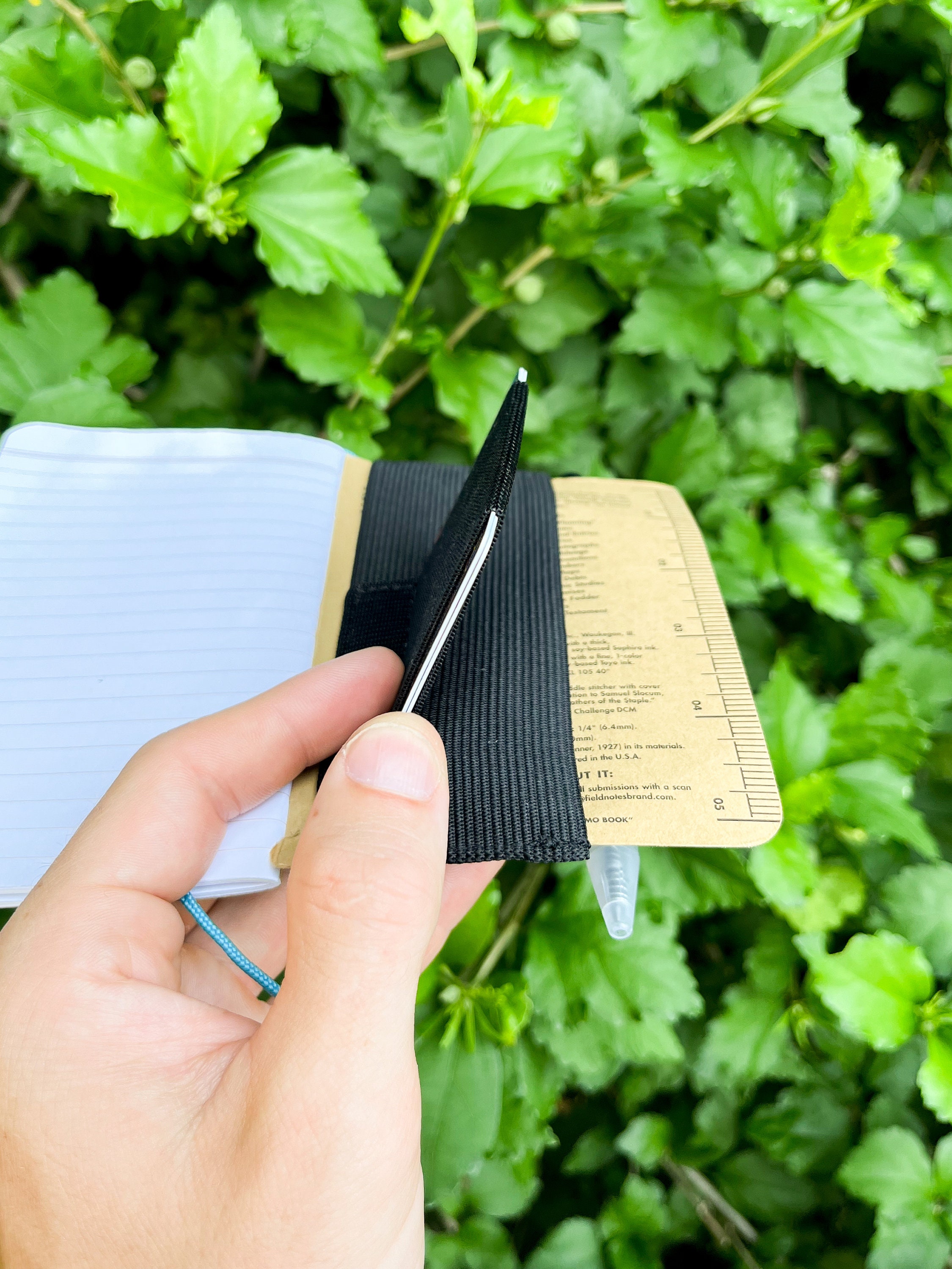 Minimalist Field Notes Cover With Elastic Wallet - Bookmark, Pen Holder ...