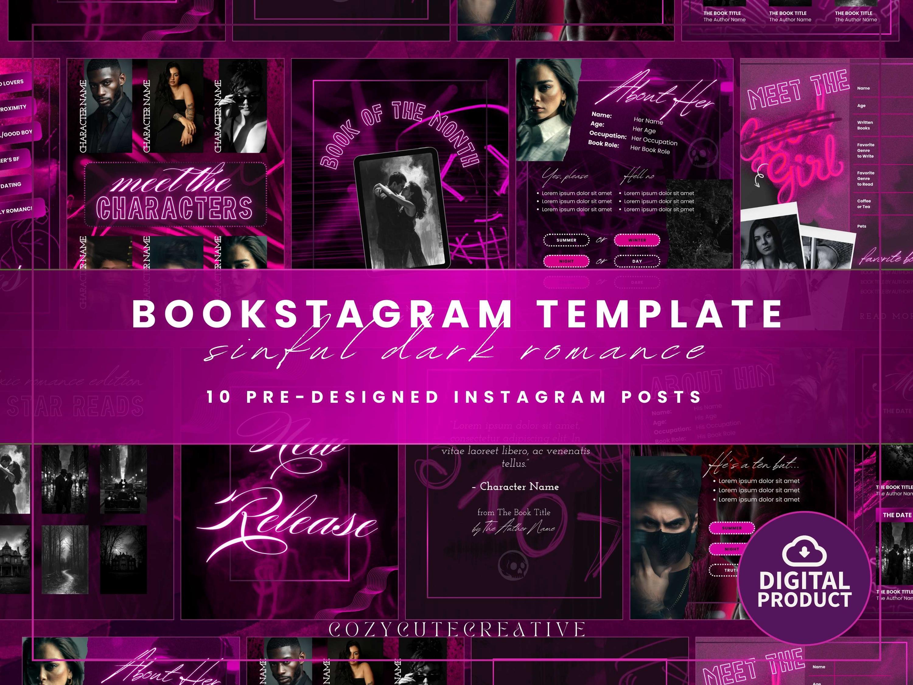 Dark Romance Bookstagram Template - Editable Instagram Posts for ...
