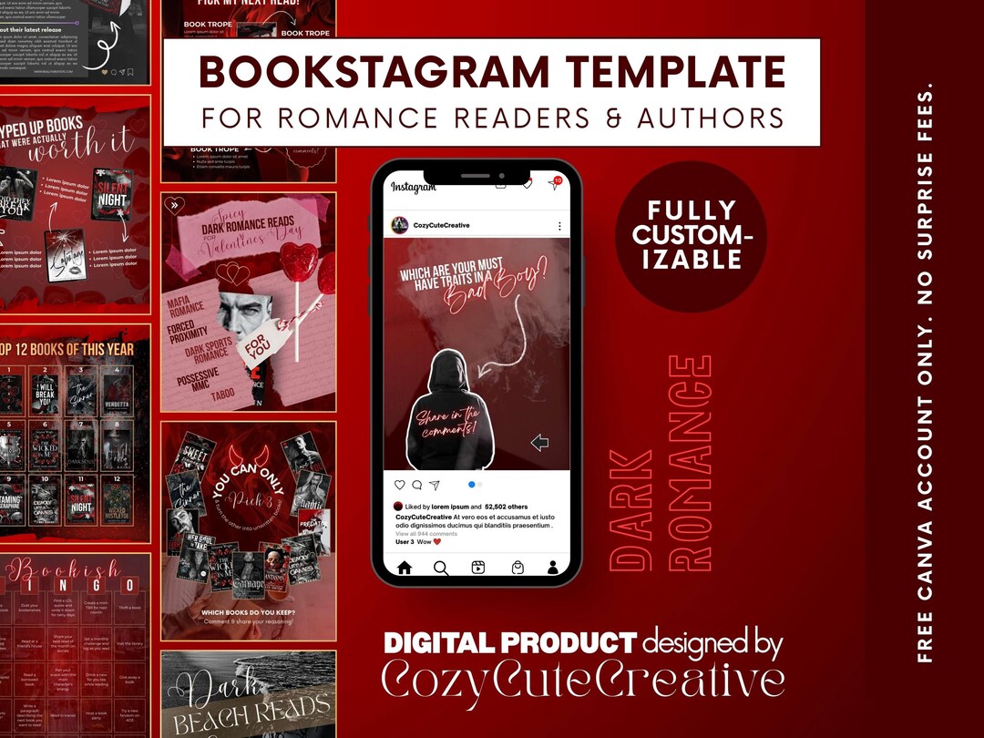 Dark Romance Bookstagram Templates for Authors & Readers - Moody ...