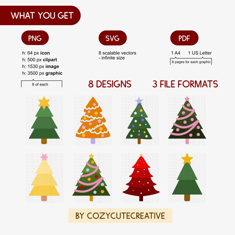 Christmas Tree Graphics: Layered SVG Cut Files (PNG & PDF) - Etsy