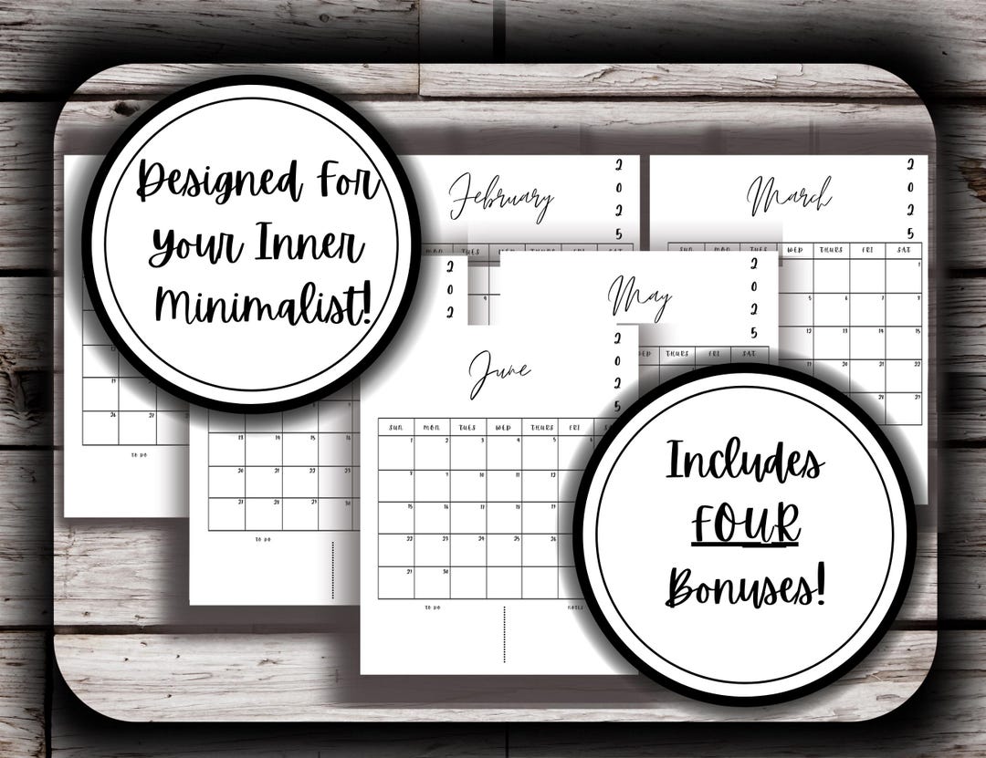 2025 Digital Printable Calendar Planner Minimalist Bundle With Bonuses ...