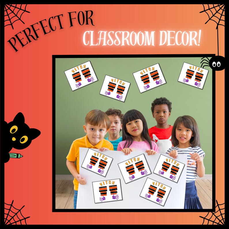 Witch Handprint Craft, Printable Halloween Craft for Kids, Fall Torn ...