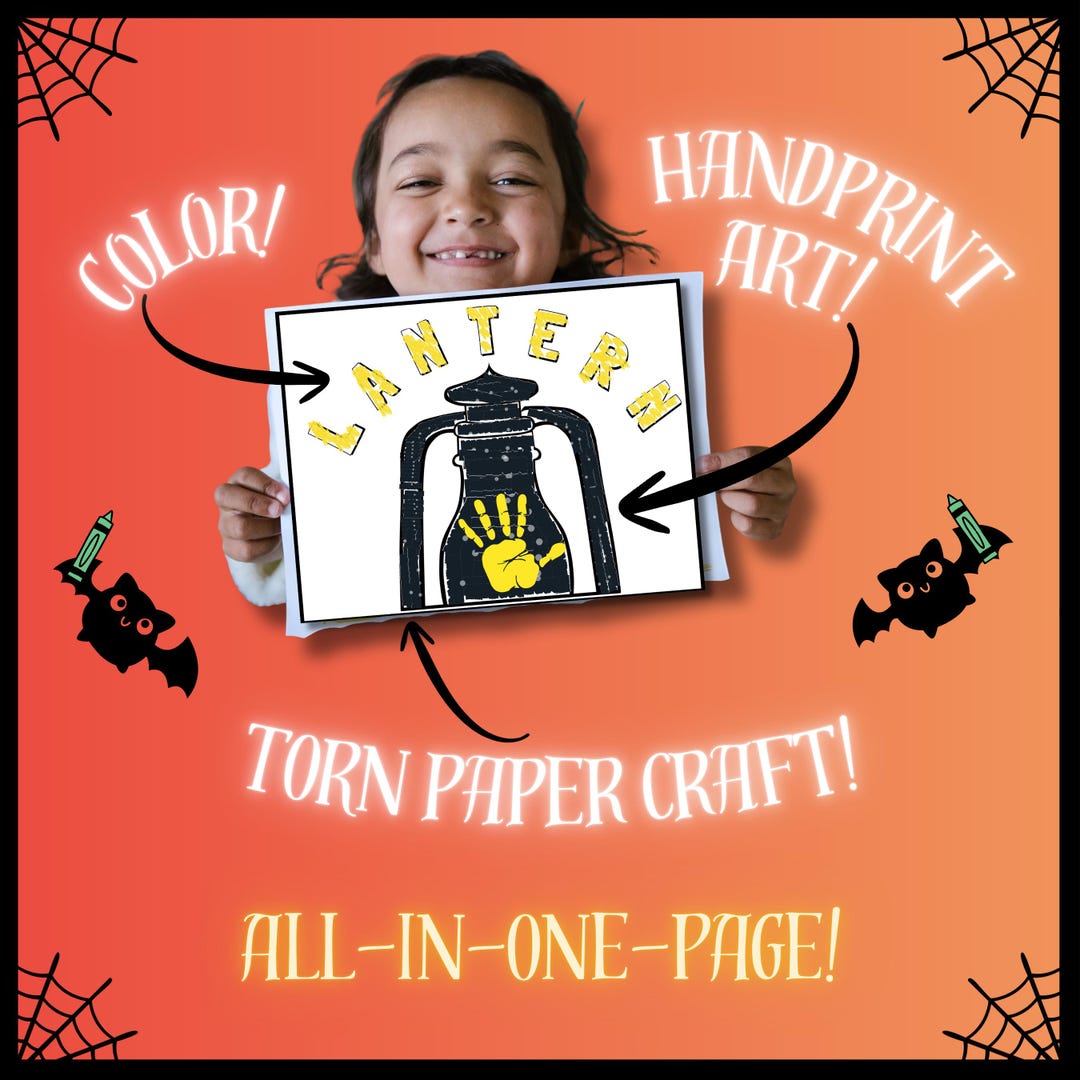 Fall Handprint Printable, Lantern Craft Kids, Fall Torn Paper ...