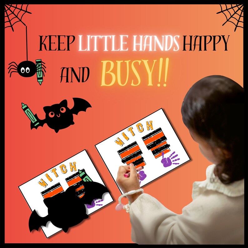 Witch Handprint Craft, Printable Halloween Craft for Kids, Fall Torn ...