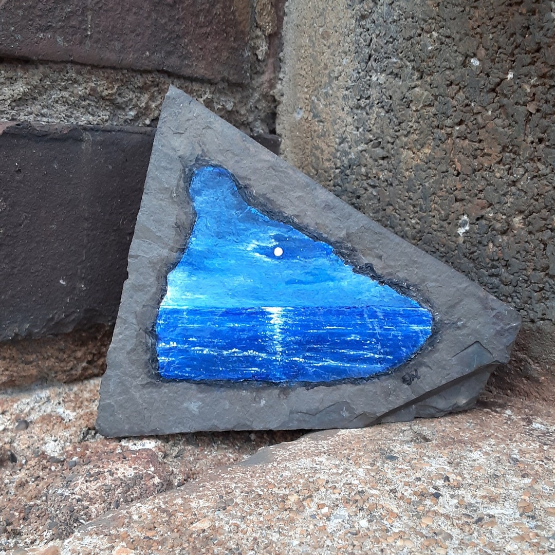 Night Sea Rock Painting, Windows on the World Painting, Mini Painting ...