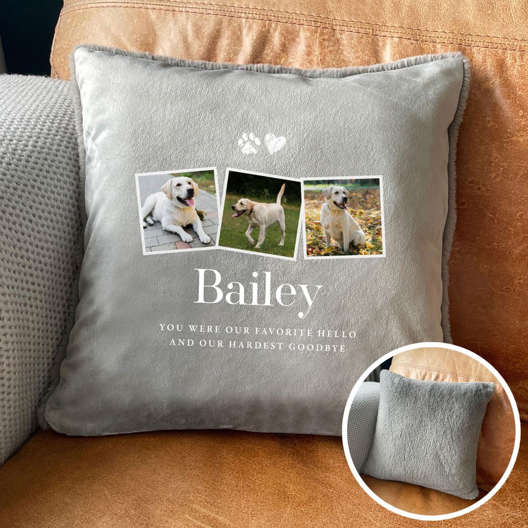 Personalised Three Photo Any Message Pet Faux Fur Cuddle Cushion ...