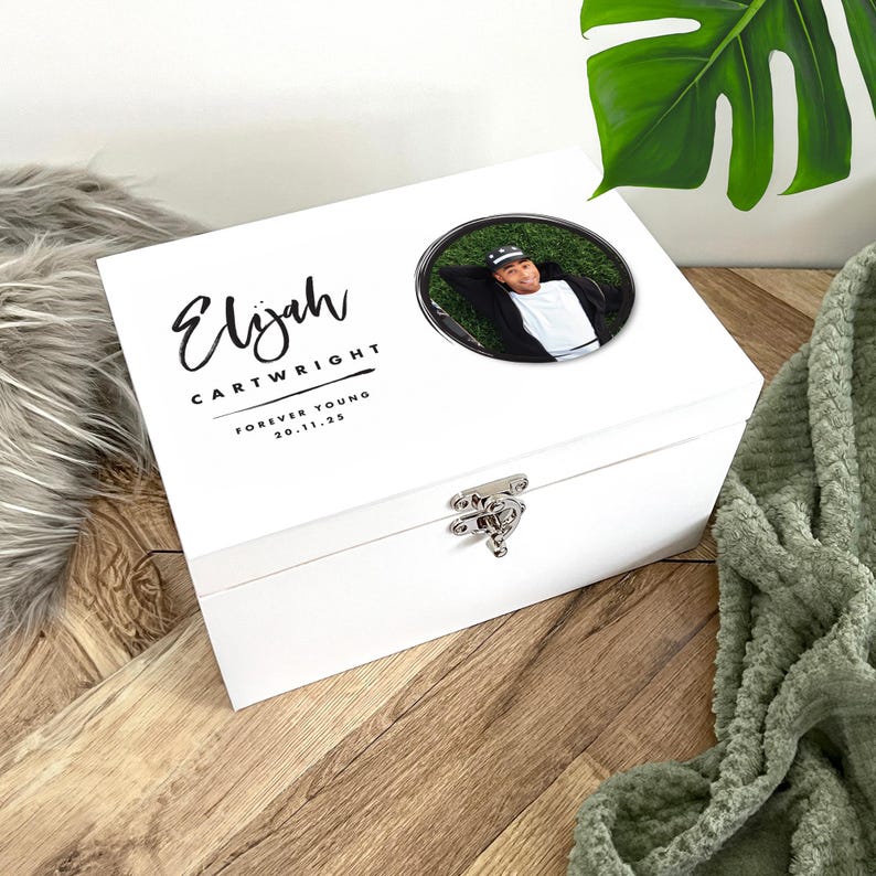 Personalised Modern Any Occasion Circle Photo White Memory Box - 3 ...