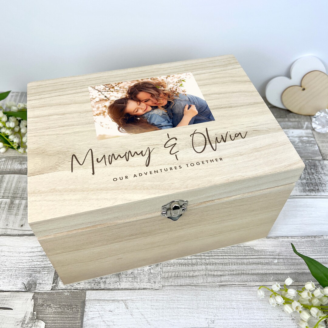Personalised Any Names/message Photo Memory Box 4 Sizes 20cm 26cm 30cm ...