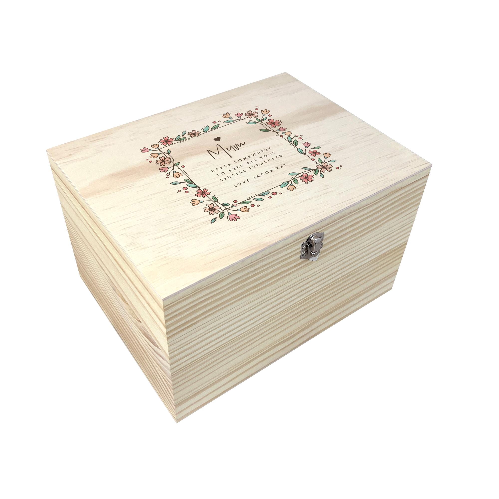 Personalised Flower Keepsake Box | Wooden Memory Box - Etsy UK