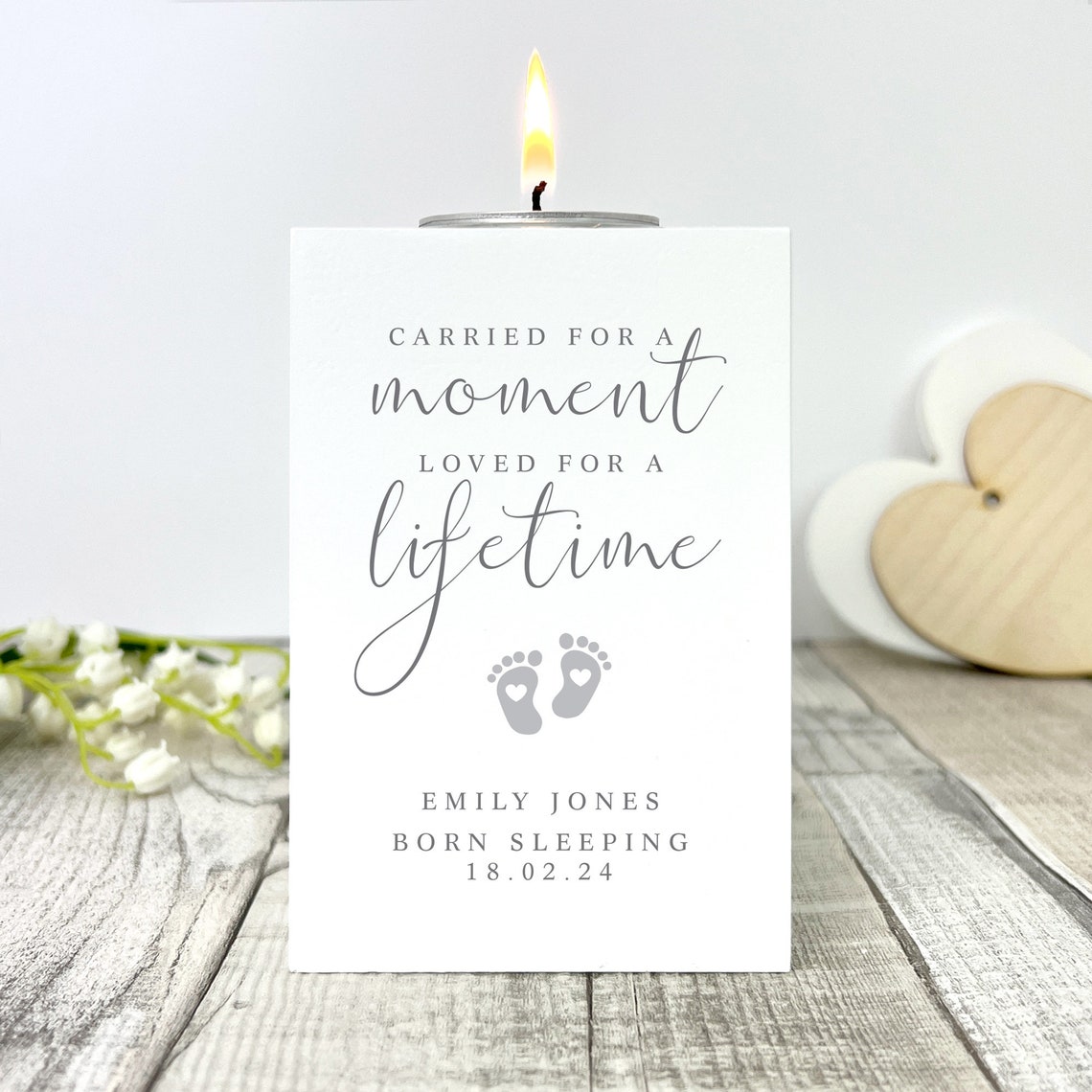 Personalised Angel Baby Memorial White Tea Light Holder | Baby Loss ...