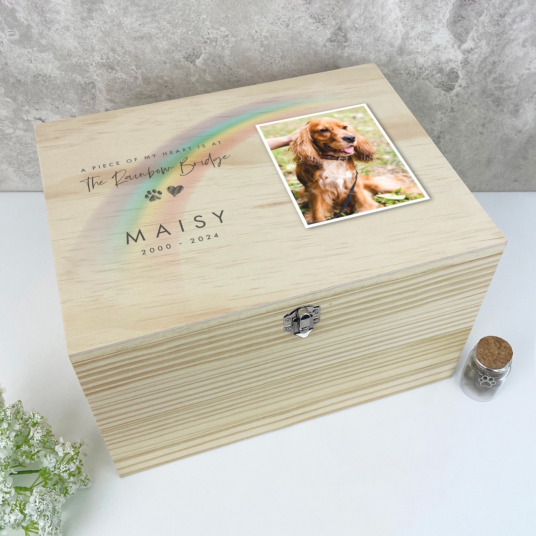 Personalised Rainbow Bridge Photo Pet Keepsake Box 5 Sizes | Pet ...