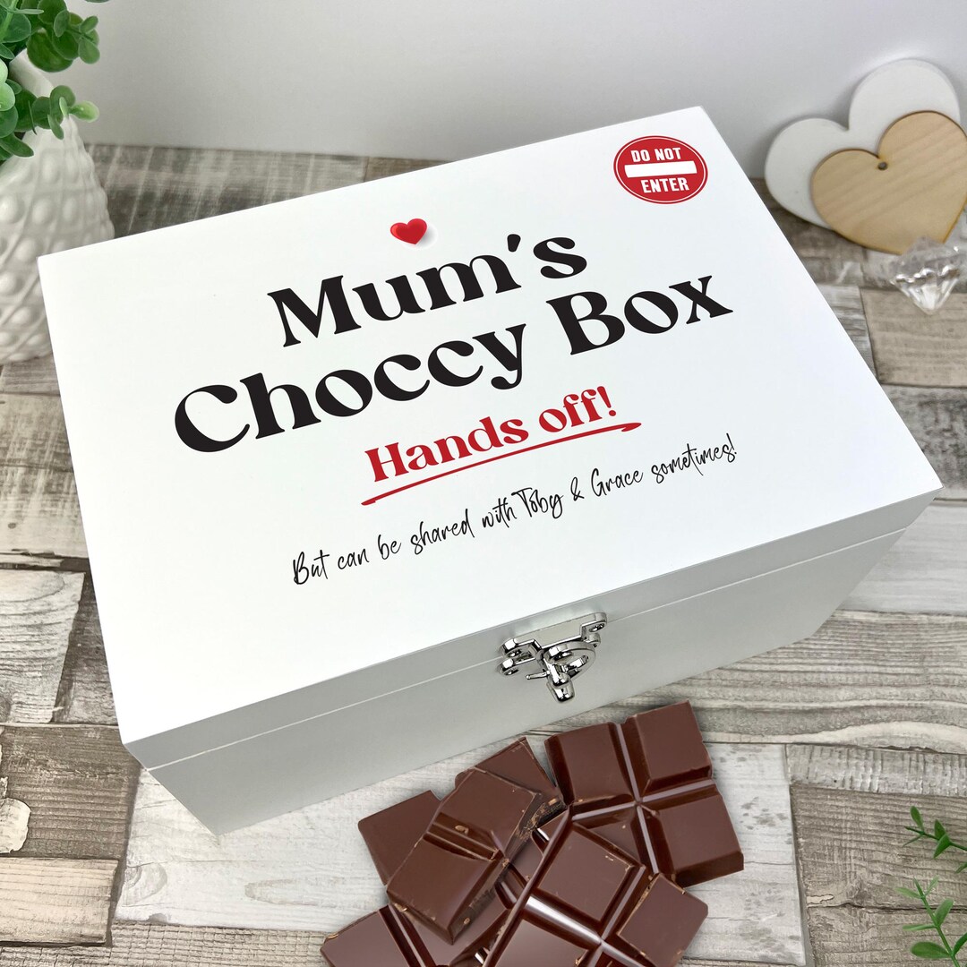 Personalised Mums Snack/choccy Box White Hamper Box - 3 Sizes | Mothers ...