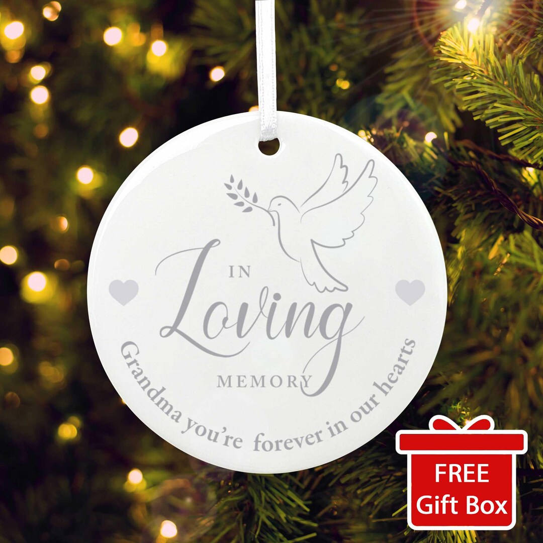 Personalised in Loving Memory Ceramic Disc | Dove Motif Christmas Tree ...