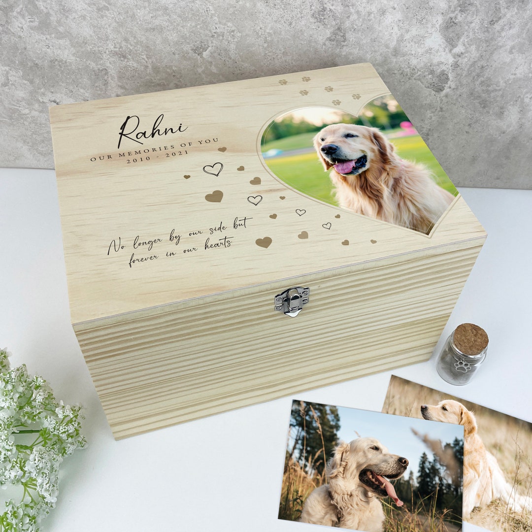 Personalised Wooden Pet Memorial Photo Keepsake Box 5 Sizes | Pet ...