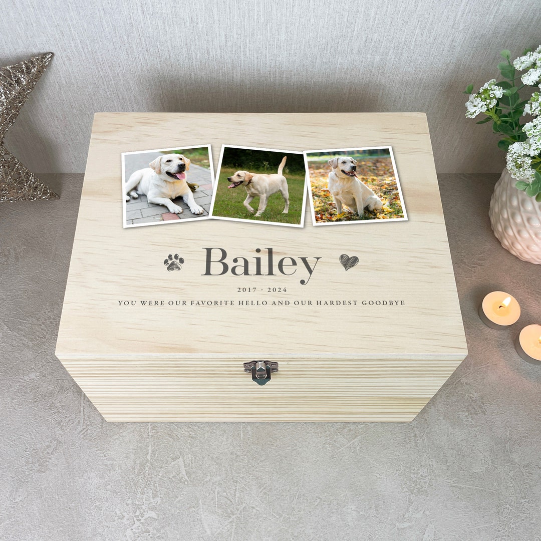Personalised Three Photo Pet Memorial Keepsake Box 5 Sizes | Pet ...