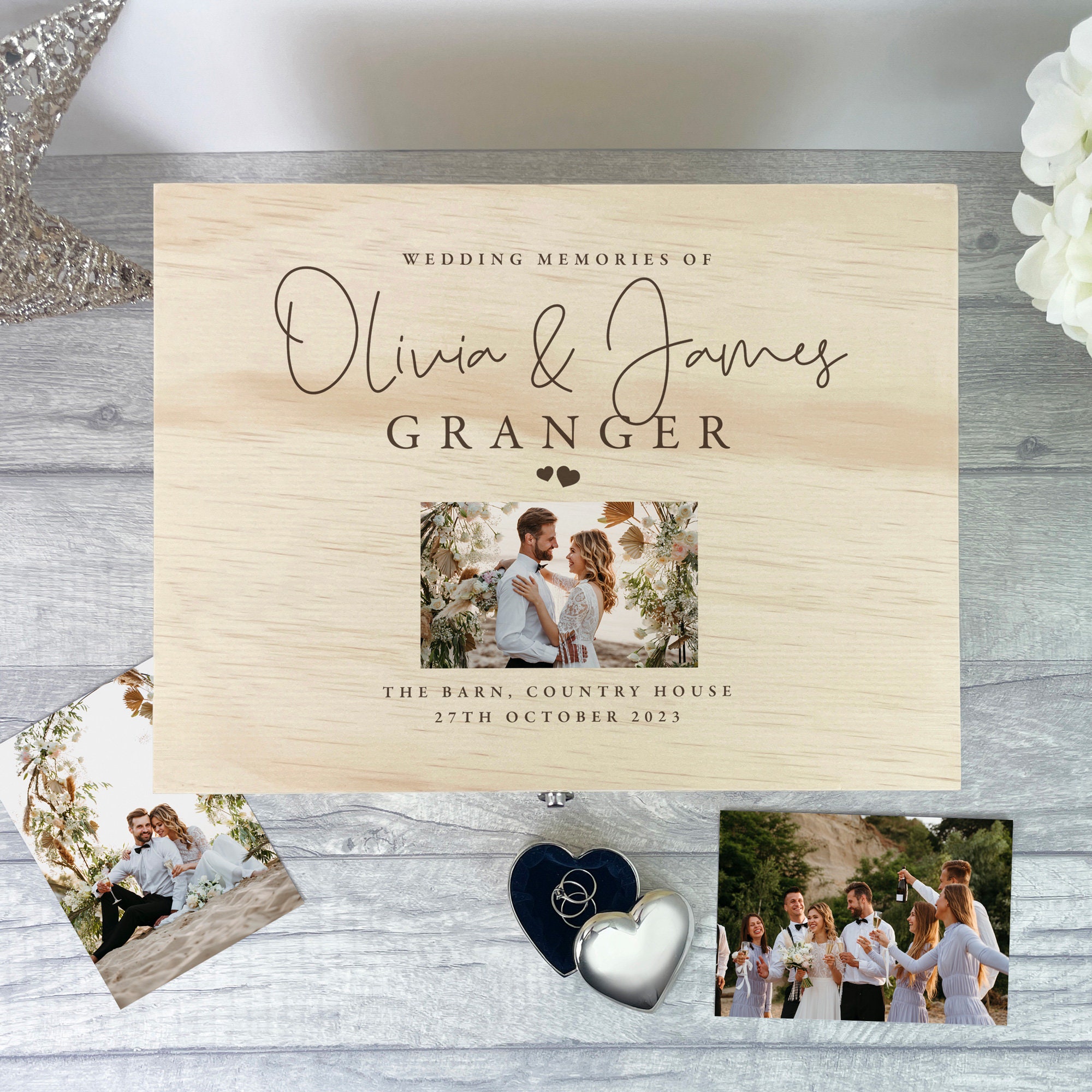 Personalised Wooden Wedding Photo Memory Box - Keepsake Gift - Etsy UK