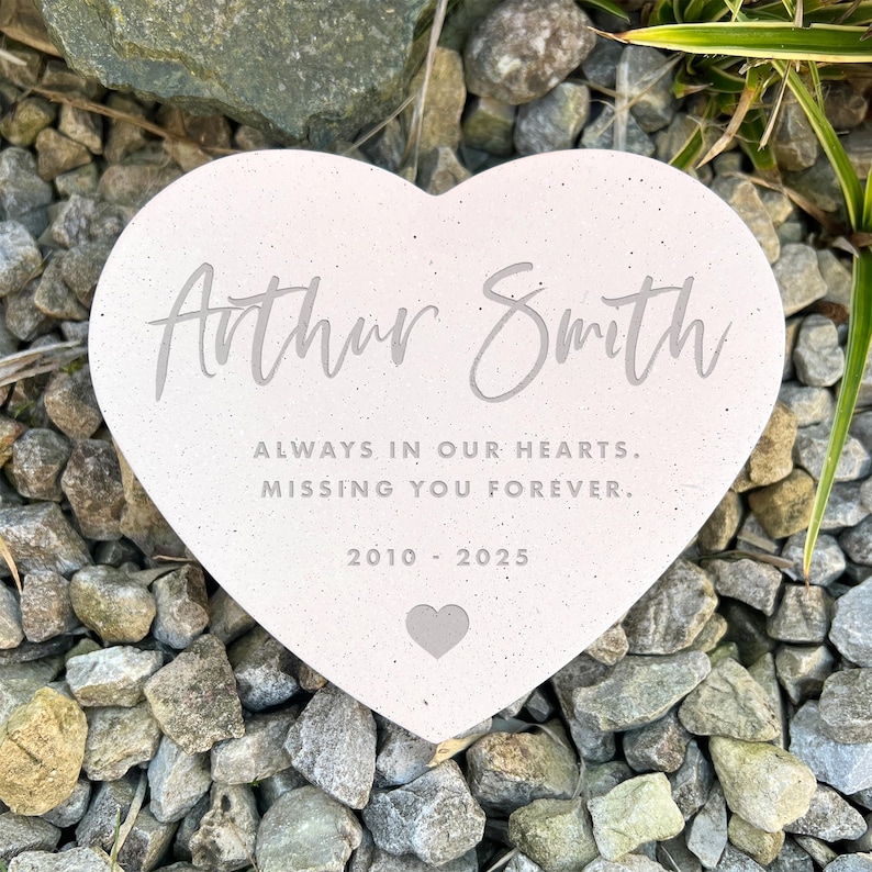 Personalised Modern Script Heart Engraved Resin Heart Grave Marker - Etsy