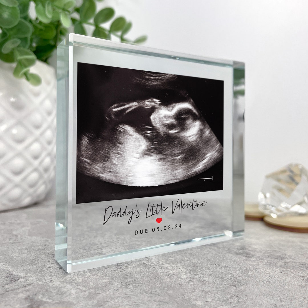 Personalised Baby Scan Little Valentine's Photo Crystal Token Gift ...