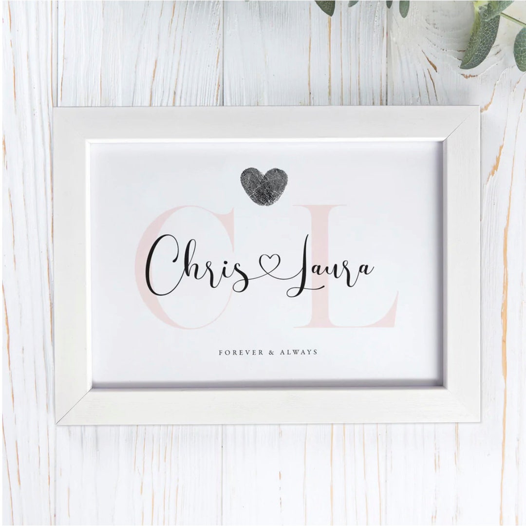 Personalised Couples Initials Fingerprint Framed Print Ink Pad - Etsy