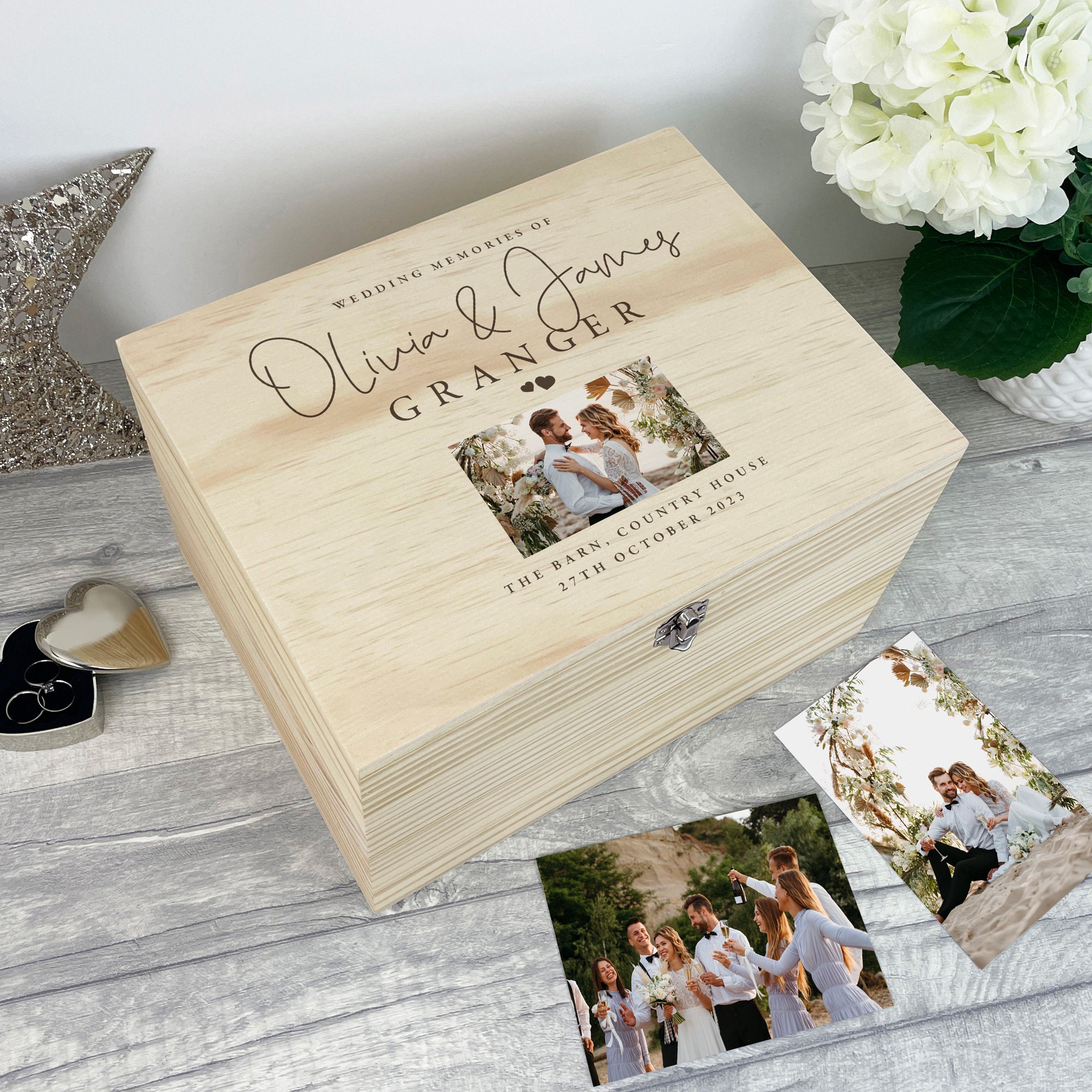 Personalised Wooden Wedding Photo Memory Box - Keepsake Gift - Etsy UK