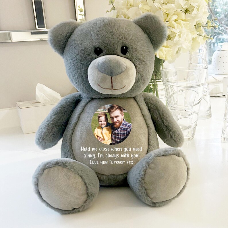 Personalised Photo 'comfort Teddy Bear' – Custom Message, Colour ...