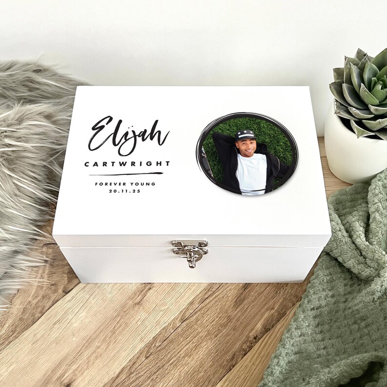 Personalised Modern Any Occasion Circle Photo White Memory Box - 3 ...
