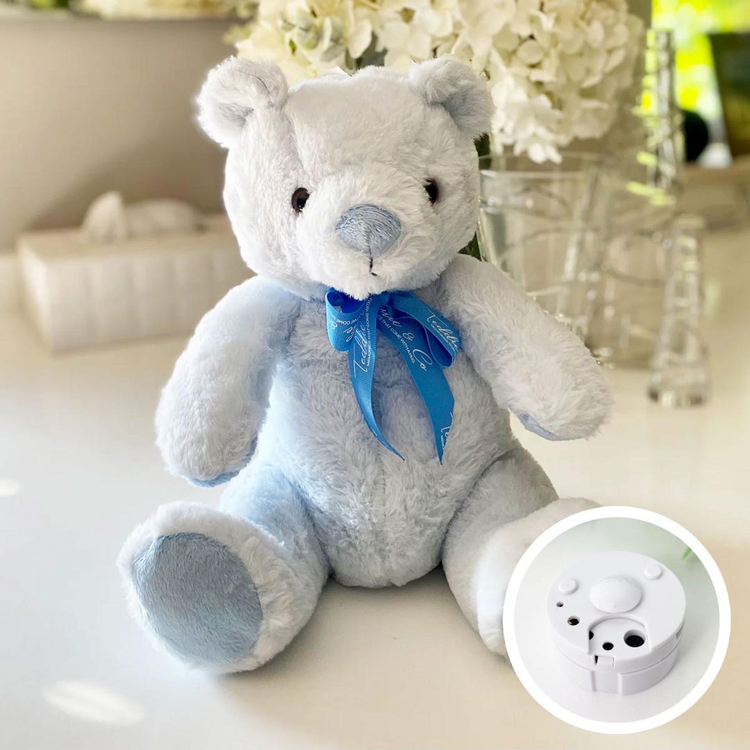Personalised Name Record-a-voice Blue Teddy Bear | Voice Message ...