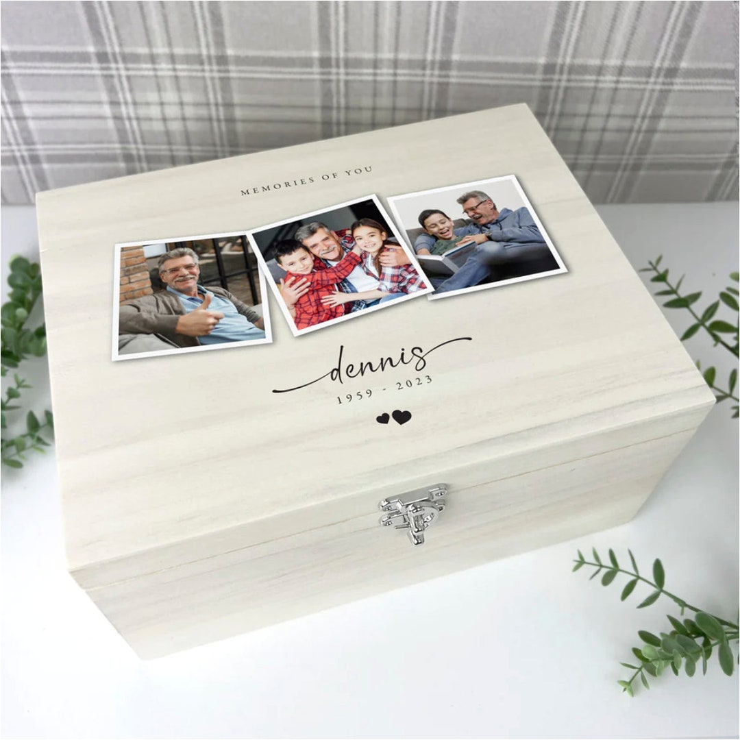 Personalised 34cm Luxury Memorial Photo Keepsake Box Personalised ...