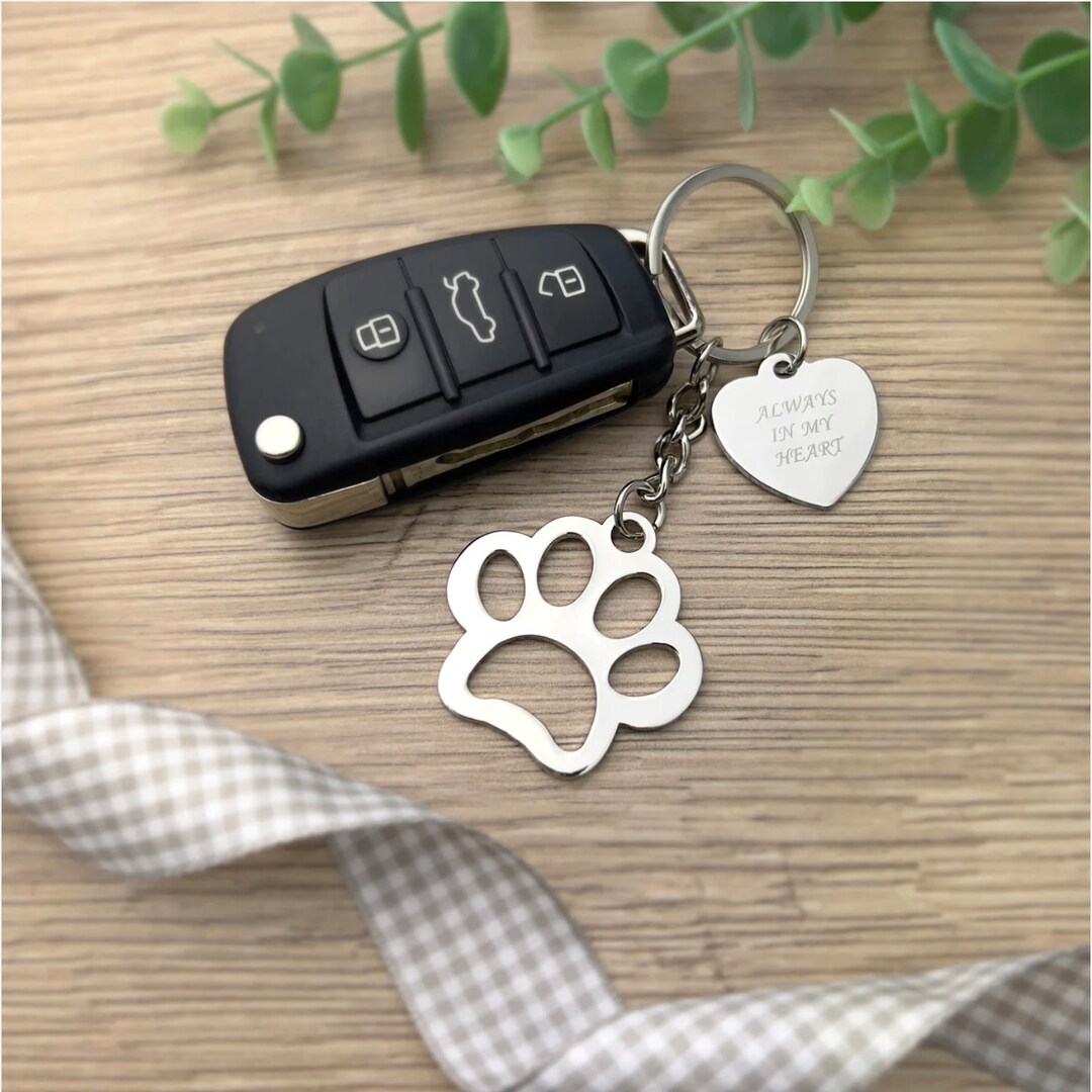Paw Print Memorial Keyring | Stainless Steel Pet Loss Gift - Etsy