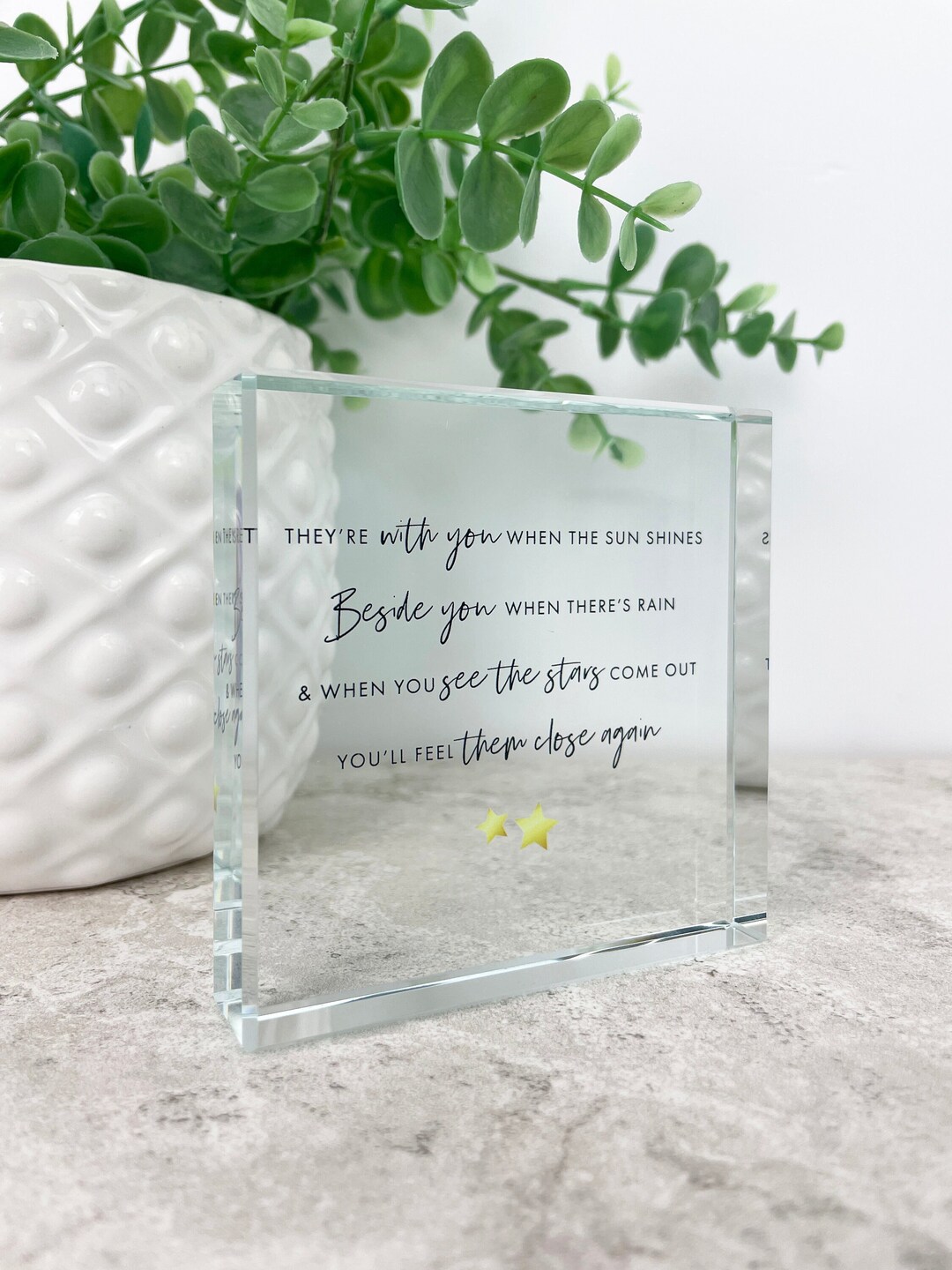 Memorial Poem Crystal Token | Bereavement Gift | Sentimental Poem ...