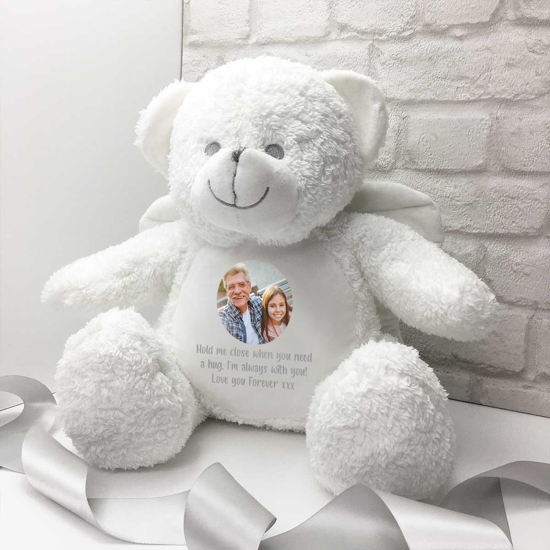 Personalised Photo Message Comfort White Angel Wing Bear | Personalised ...