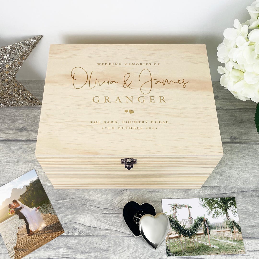 Personalized Engraved Wooden Wedding Memory Box - Keepsake Gift - Etsy