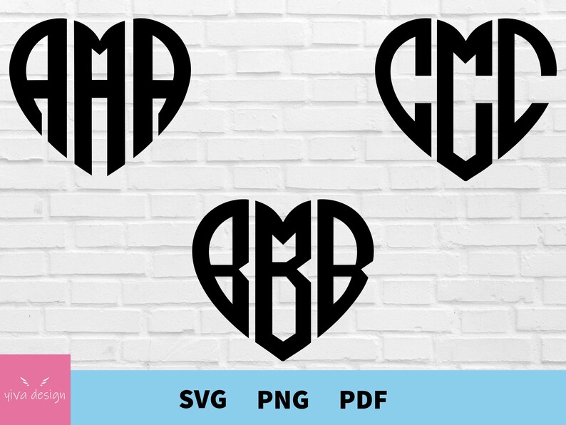 Heart Svg Hearts Svg Heart Monogram Font Svg Valentine Svg - Etsy